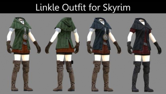 上古卷轴5：天际 Linkle Outfit for Skyrim， 3DS塞尔达无双：传奇Linkle套装转模，UNP身形 Mod V1.0 ...