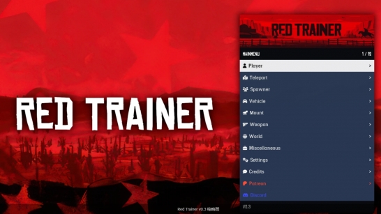 荒野大镖客：救赎 Red trainer内置修改器 Mod V0.3.0.3 下载- 3DM Mod站