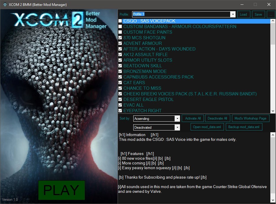 XCOM 2 BMM（Better Mod Manager）下载_V1.0版本_幽浮2 Mod下载-3DM MOD站