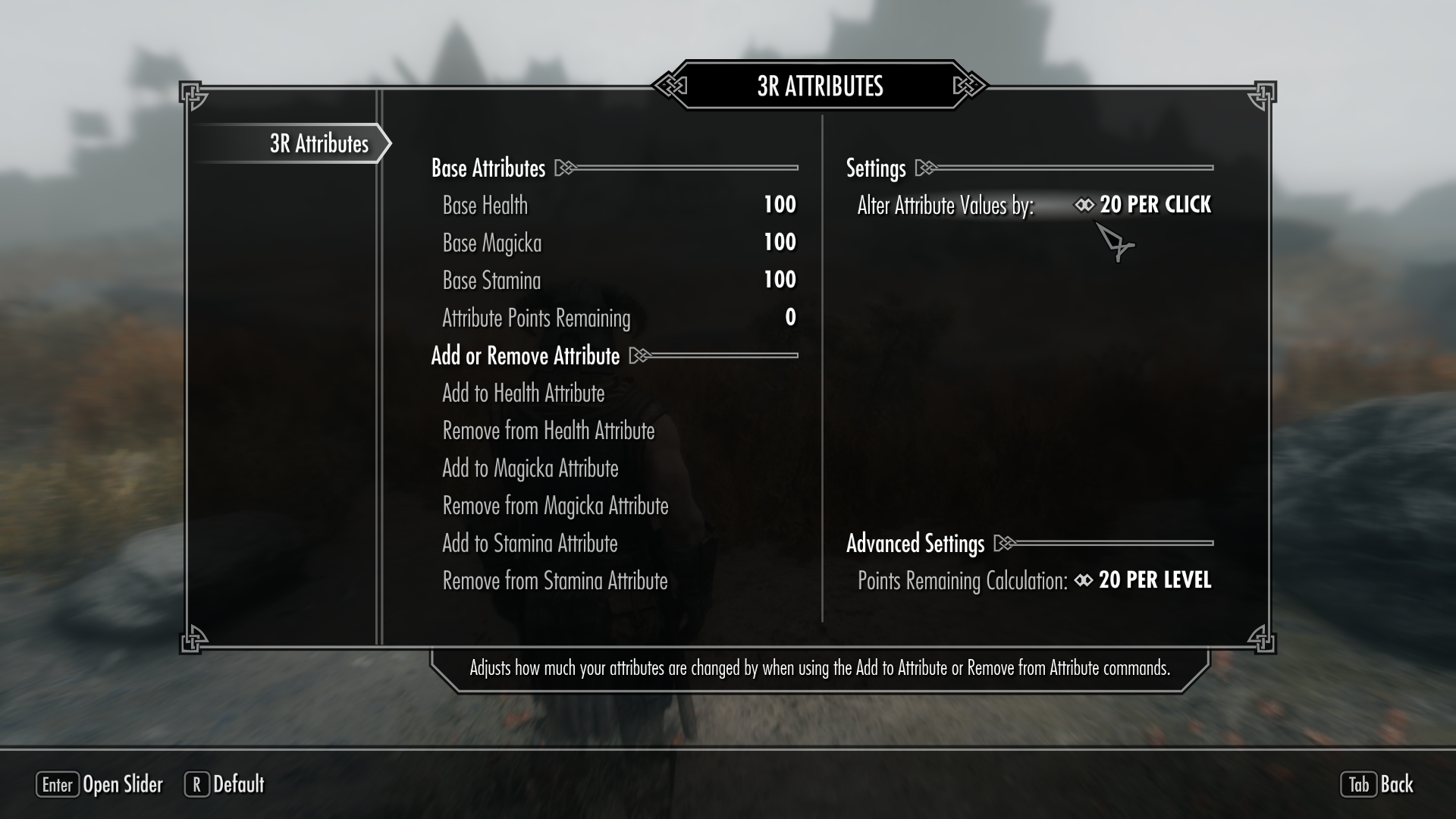 3R属性 - Respec - 重新分配 - 重新分配下载_V3.0版本_上古卷轴5：重置版 Mod下载-3DM MOD站